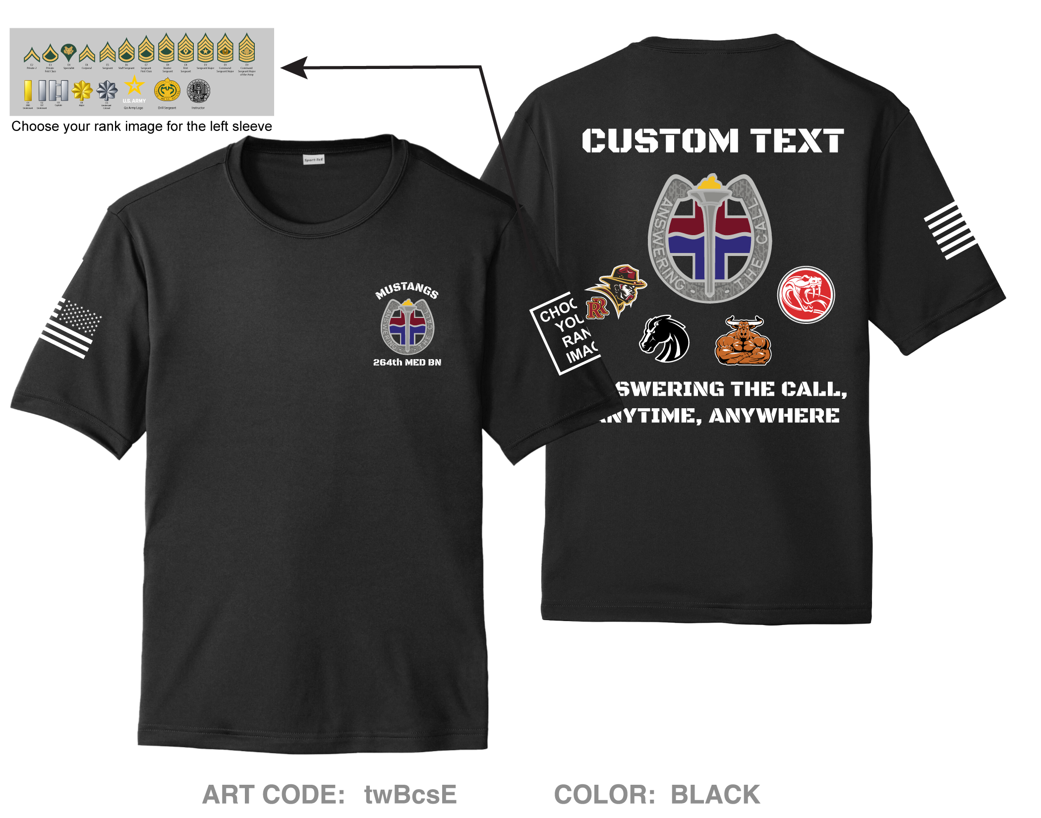CUSTOM 264th Medical Battalion Hi-Tech Performance Unisex SS Tee - twB ...