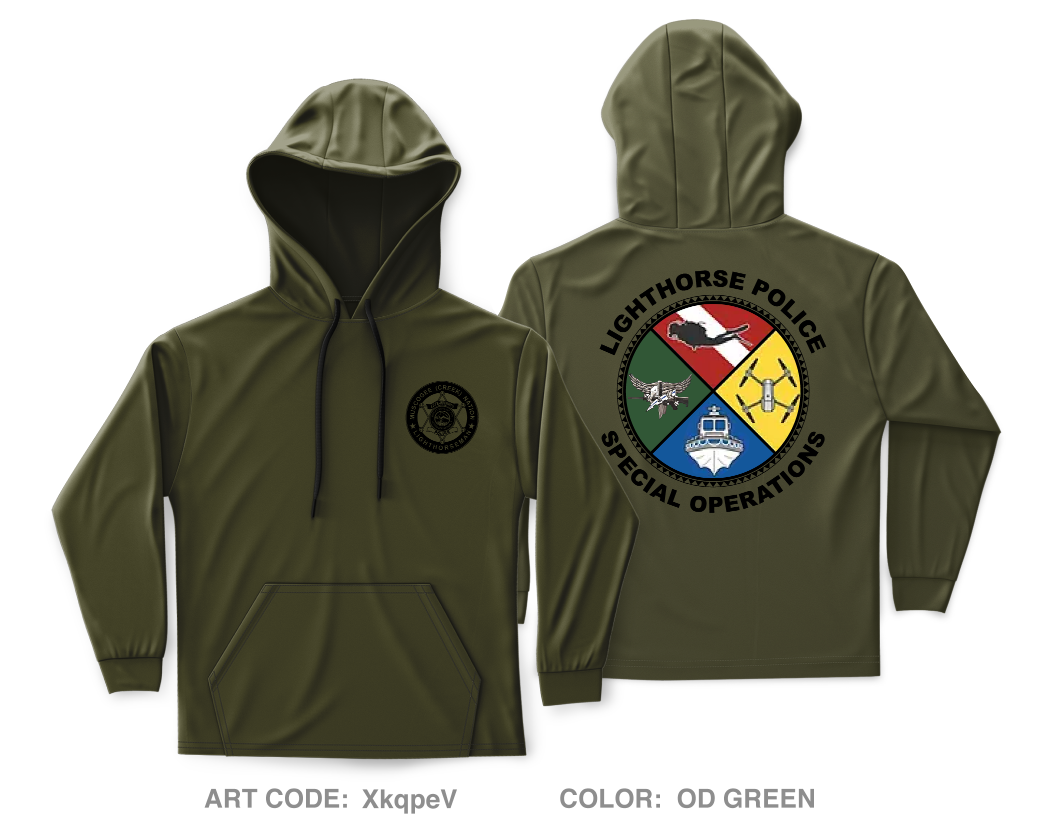 Muscogee (Creek) Nation Lighthorse Police Core Men's Hooded Performanc ...