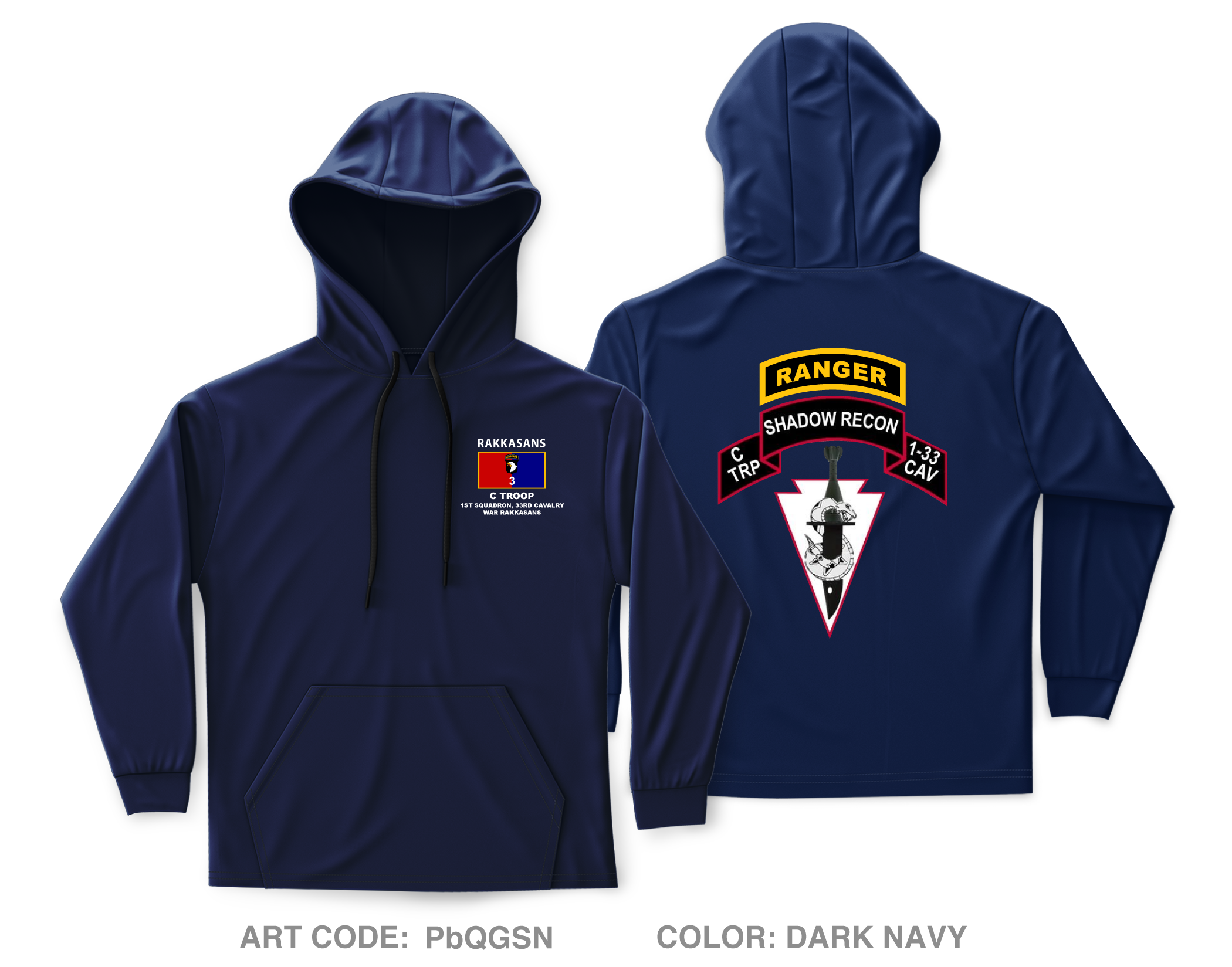 C Troop, 1-33 CAV, 3 BDE 101st Airborne Division Core Men's Hooded Per ...