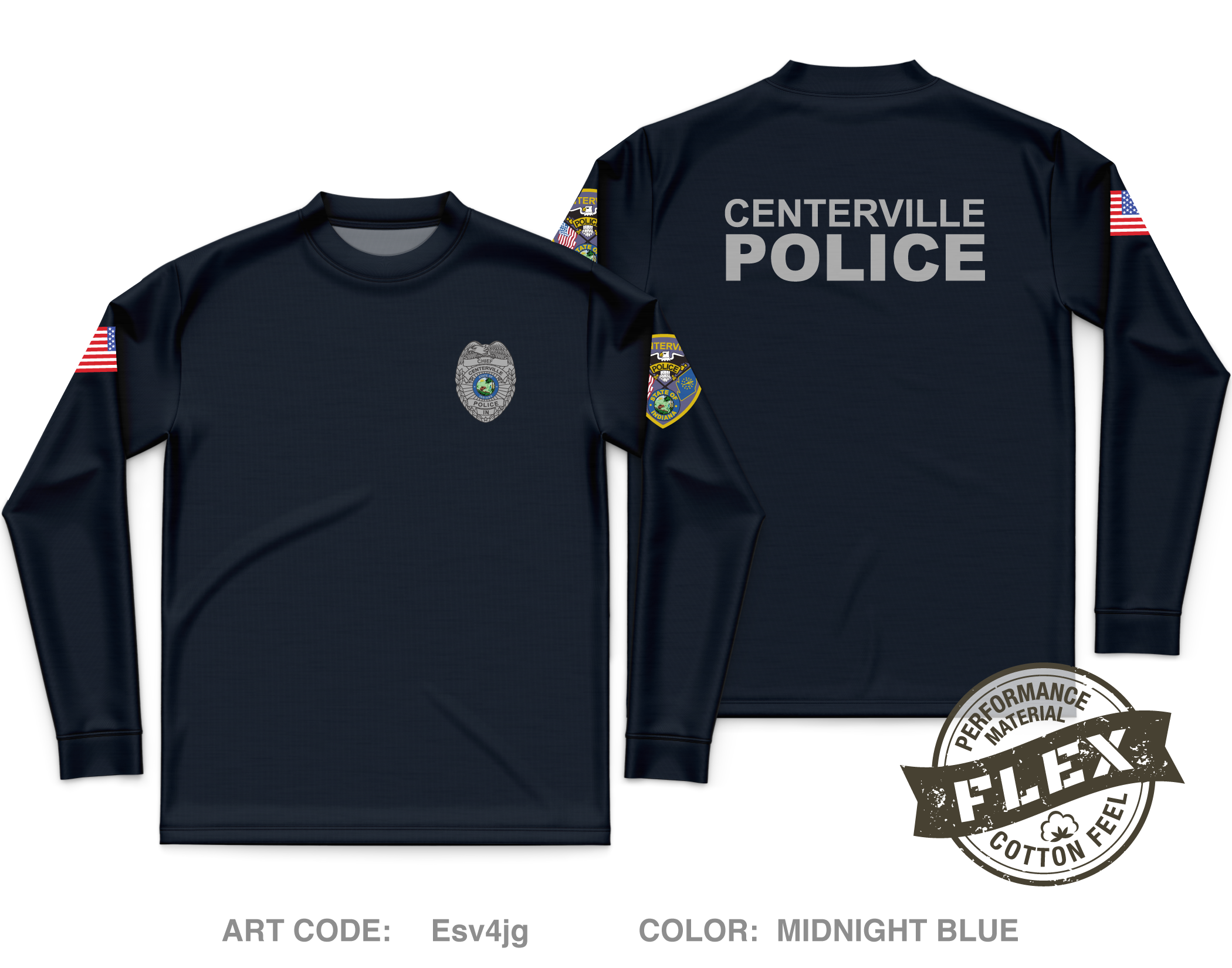 Centerville Police Department Core Men's LS Flex Performance Tee - Esv ...