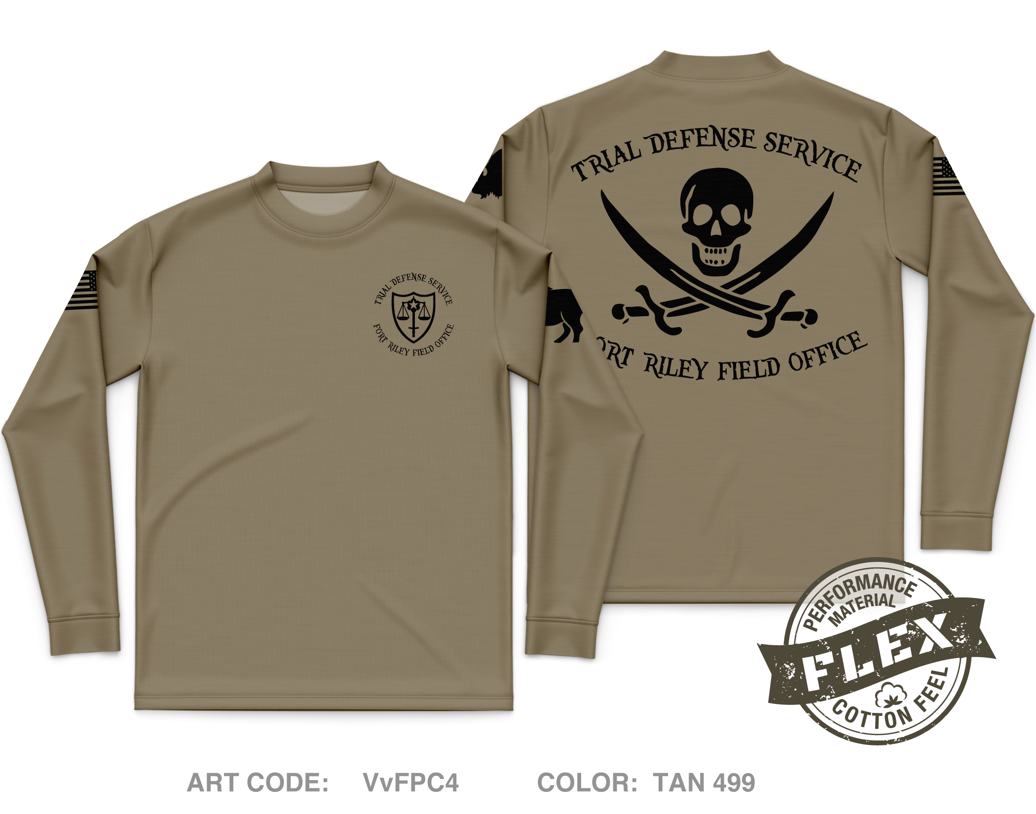 Fort Riley Trial Defense Service Core Men's LS Flex Performance Tee ...
