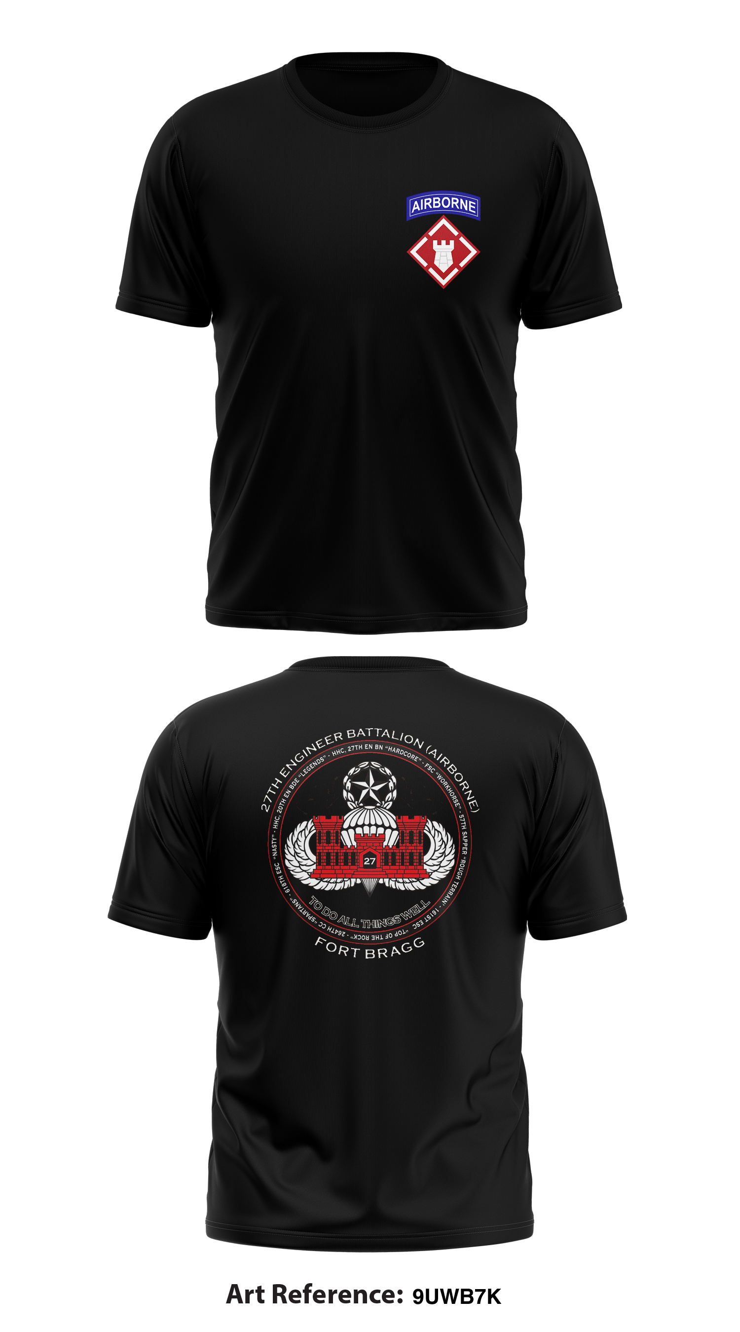 27th Engineer Battalion (Airborne) Store 1 Core Men's SS Performance T ...