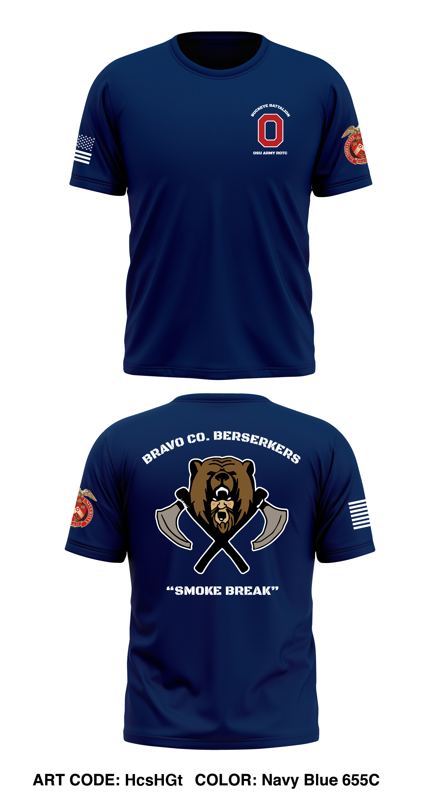 B Co Buckeye Battalion Army ROTC Store 1 Core Men's SS Performance Tee ...